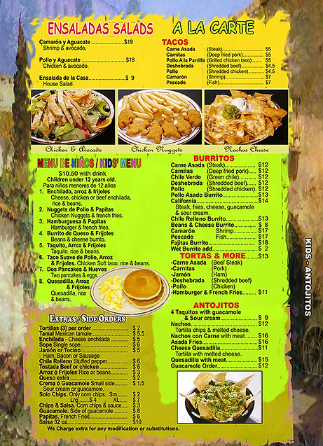 Menu | Casa Jimenez